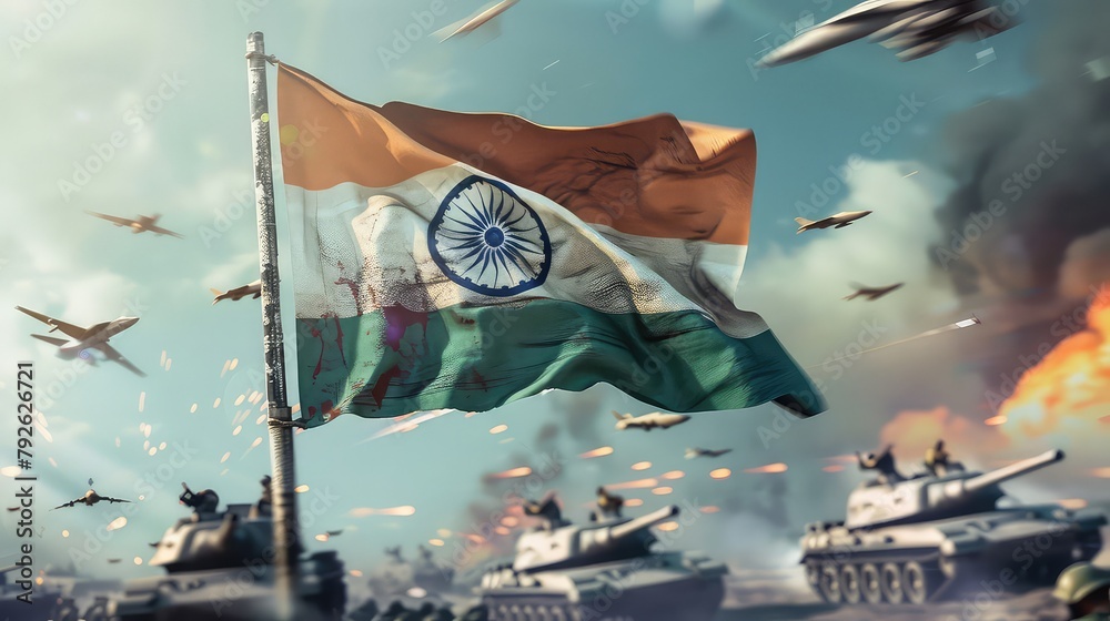 Indian Armed Forces Flag Day, 7th December. Armed forces with military ...