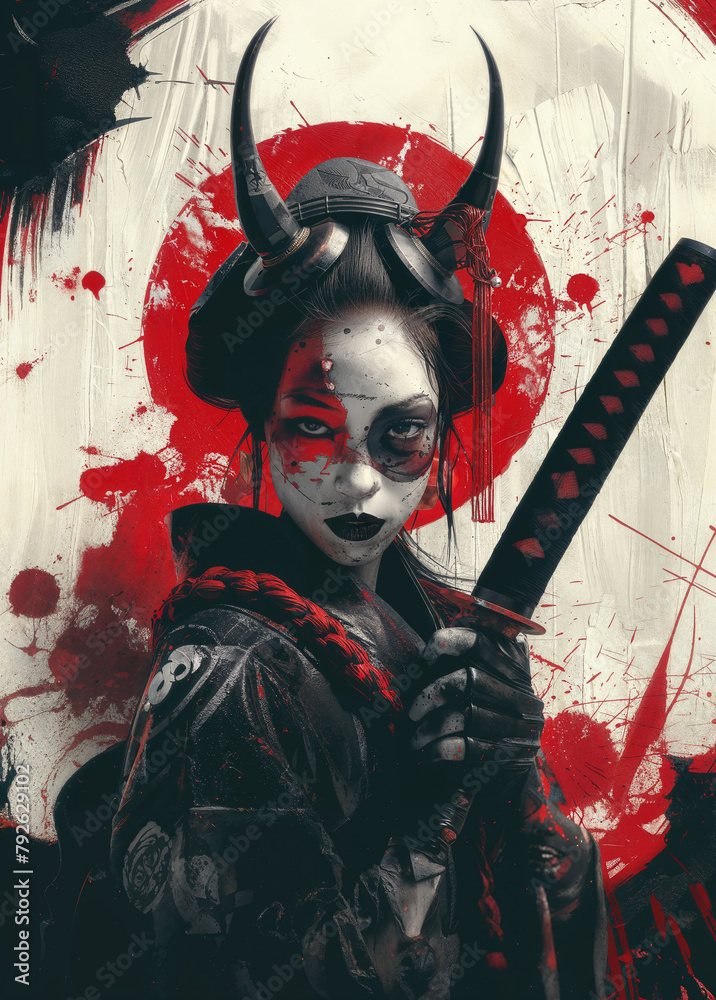 Mysterious Samurai Woman with Traditional Sword. Generative AI image ...