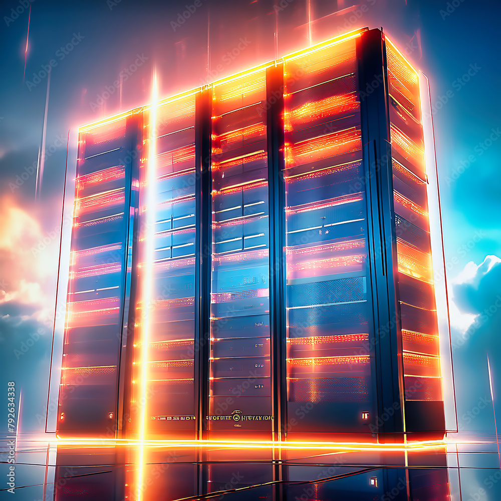 Server room with server cabinets, digitalis for host PC. Management and storage of data Stock ...