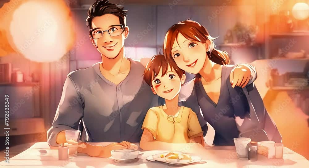 Loopable Animated Portrait: Happy Family Celebrating Family Day ...