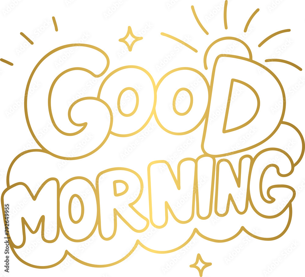 Golden good morning handwritten lettering, typography, calligraphy ...
