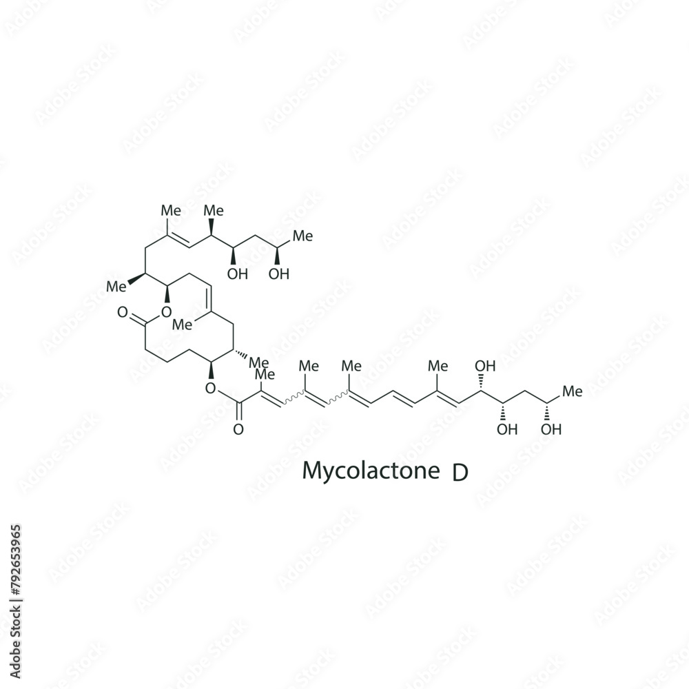 Mycolactone D skeletal structure diagram.macrolide toxin compound ...