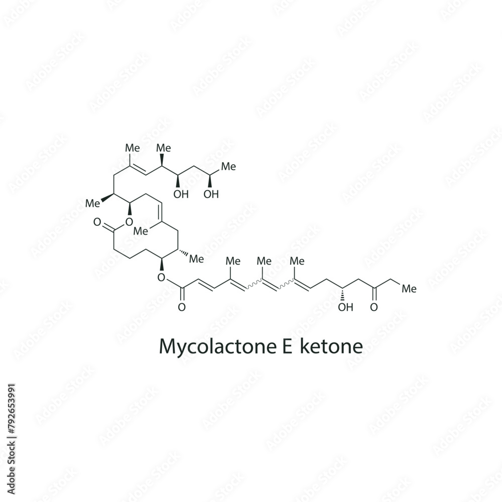 Mycolactone E ketone skeletal structure diagram.macrolide toxin ...