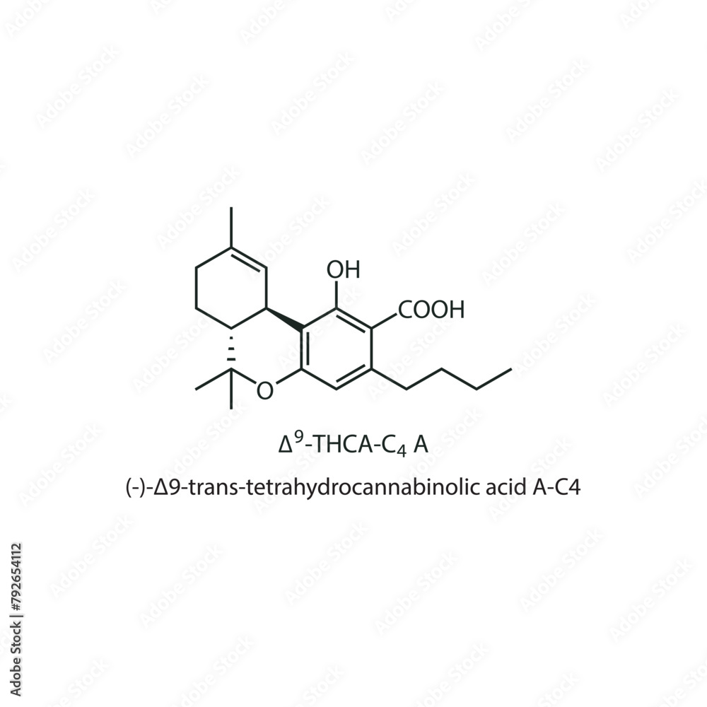 Δ9 -trans-tetrahydrocannabinolic acid A-C4 , Δ9 -THCA-C4 skeletal ...
