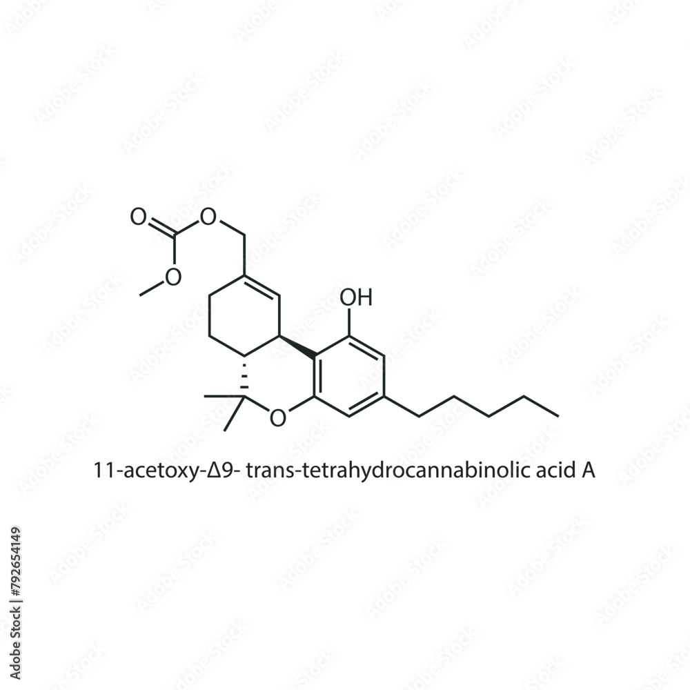 11-acetoxy-Δ9 - trans-tetrahydrocannabinolic acid A skeletal structure ...