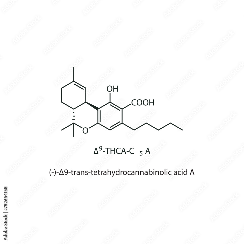 Δ9 -trans-tetrahydrocannabinolic acid A, Δ9 -THCA-C5 A skeletal ...