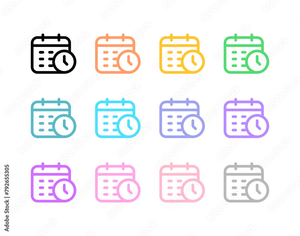 Editable vector time and date schedule icon. Part of a big icon set ...