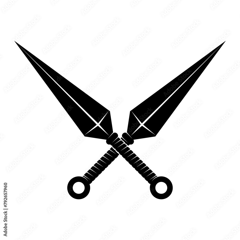 Kunai is a small knife ninja weapon, vector cartoon illustration ...