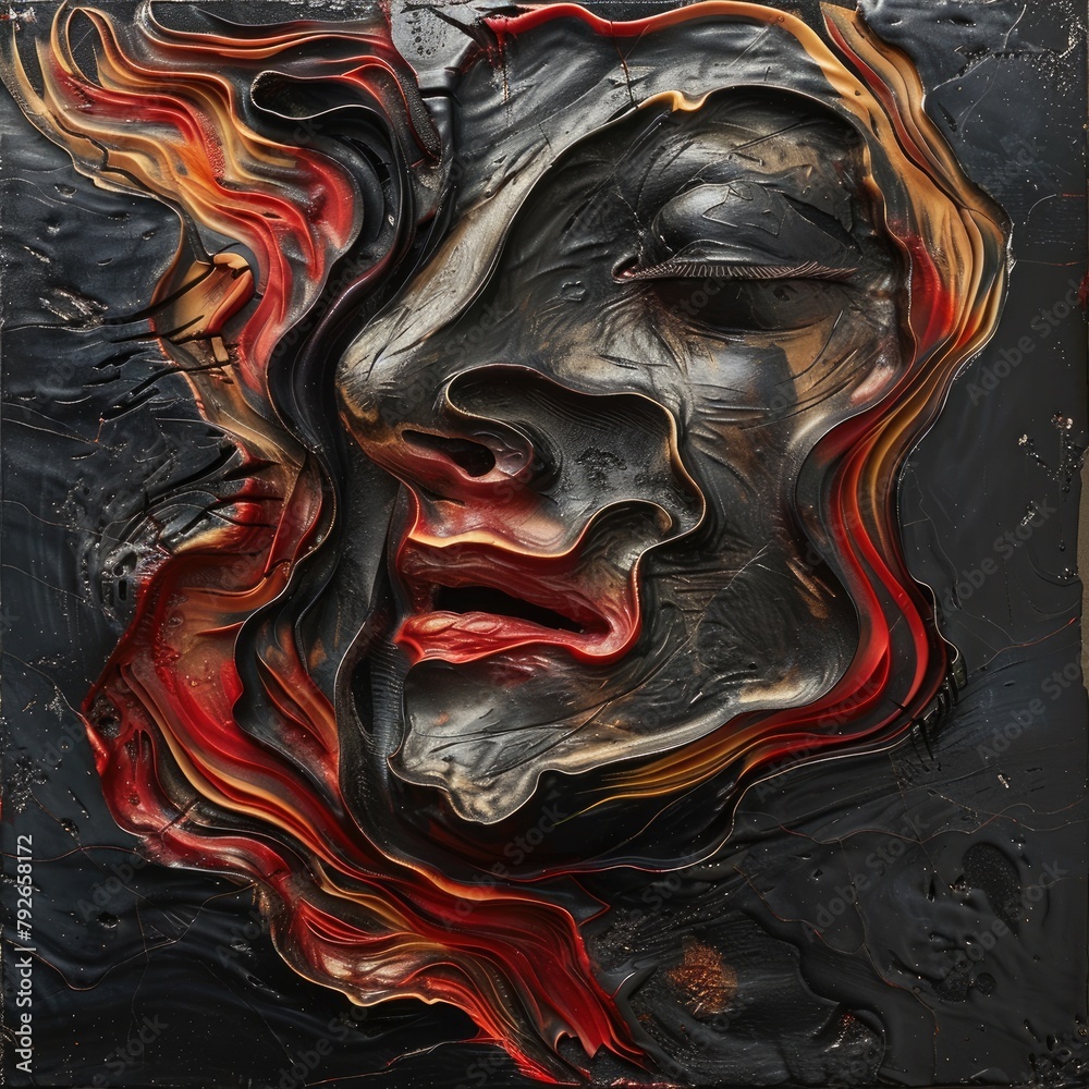 "Abstract Bas-Relief Artistry: A Fusion of Wax, Epoxy, and Enamel by ...