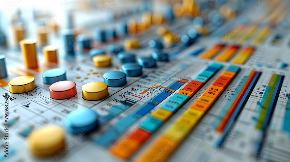 Data analyst working on business analytics dashboard with charts ...