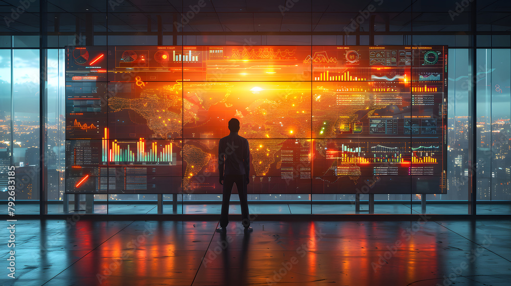 Data analyst working on business analytics dashboard with charts ...