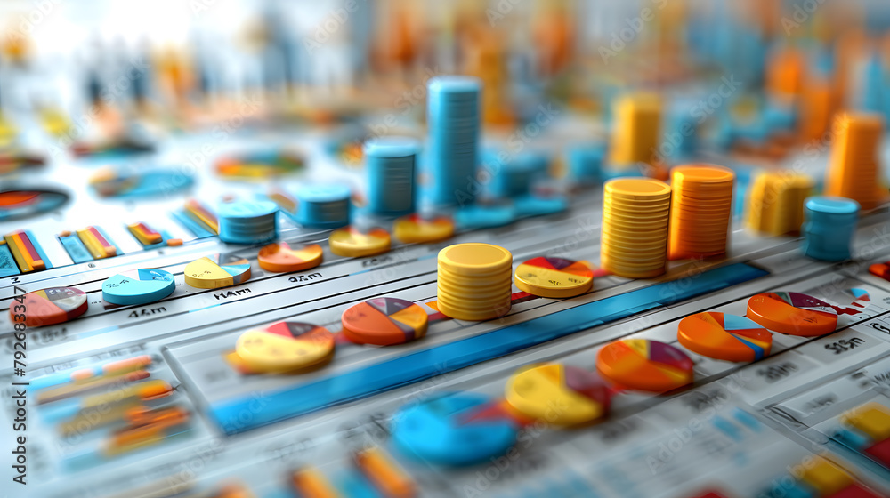 Data analyst working on business analytics dashboard with charts ...