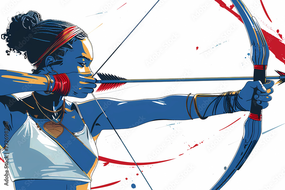 Vector illustration of olympic Archer side profile white background ...