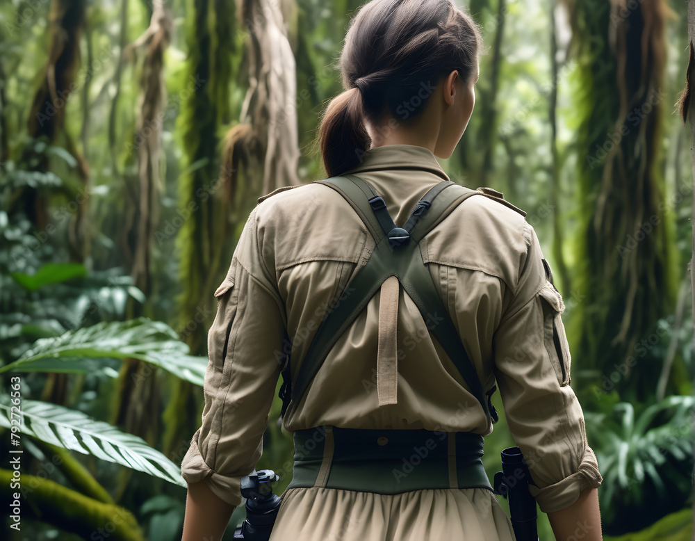 Exploring the Rainforest: A Beautiful Researcher in the Jungle Stock ...