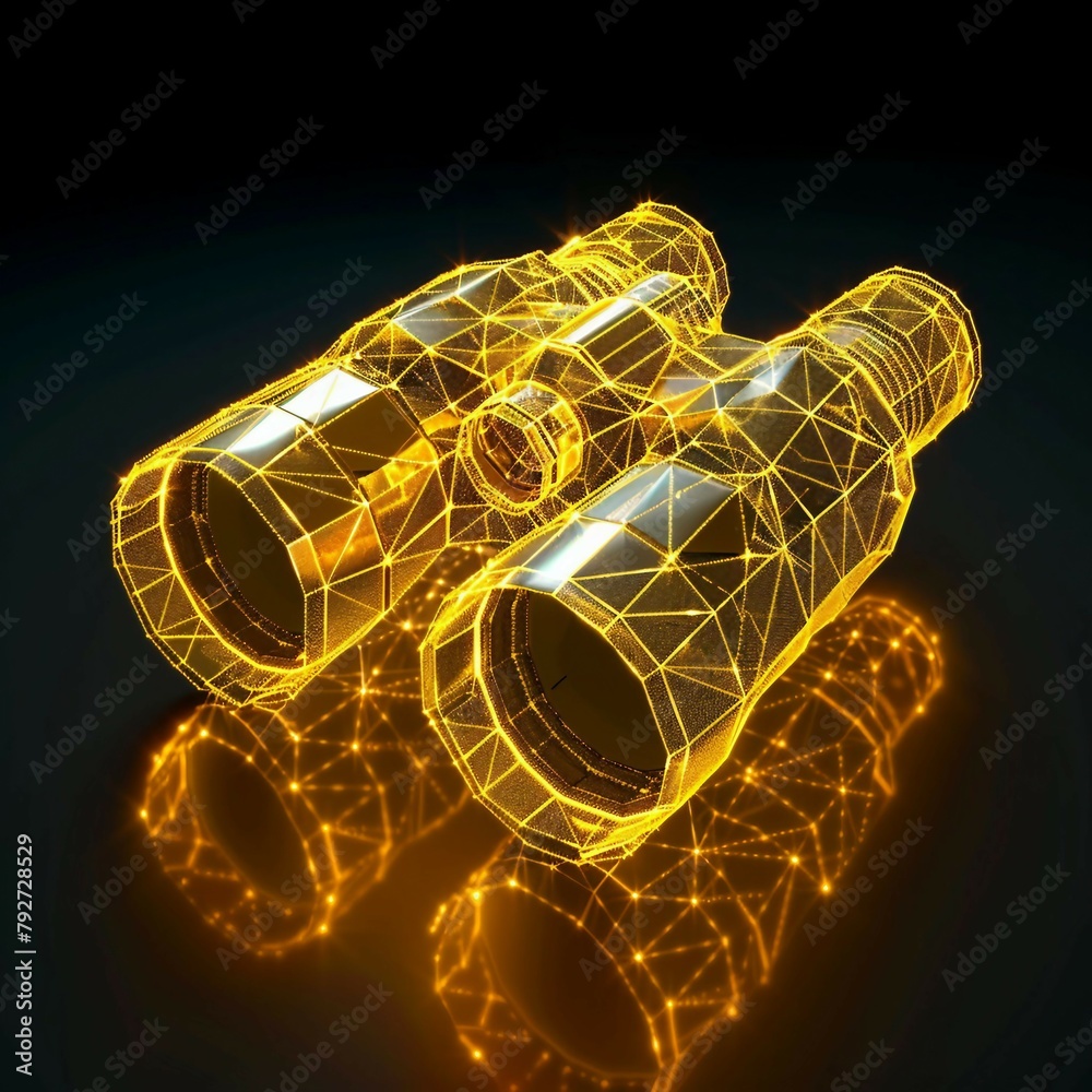 yellow binocular with data streams, ai in visual recognition systems ...