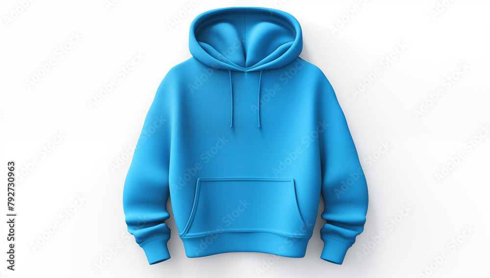 Sky Blue hoodie template for your design mockup for print isolated on ...