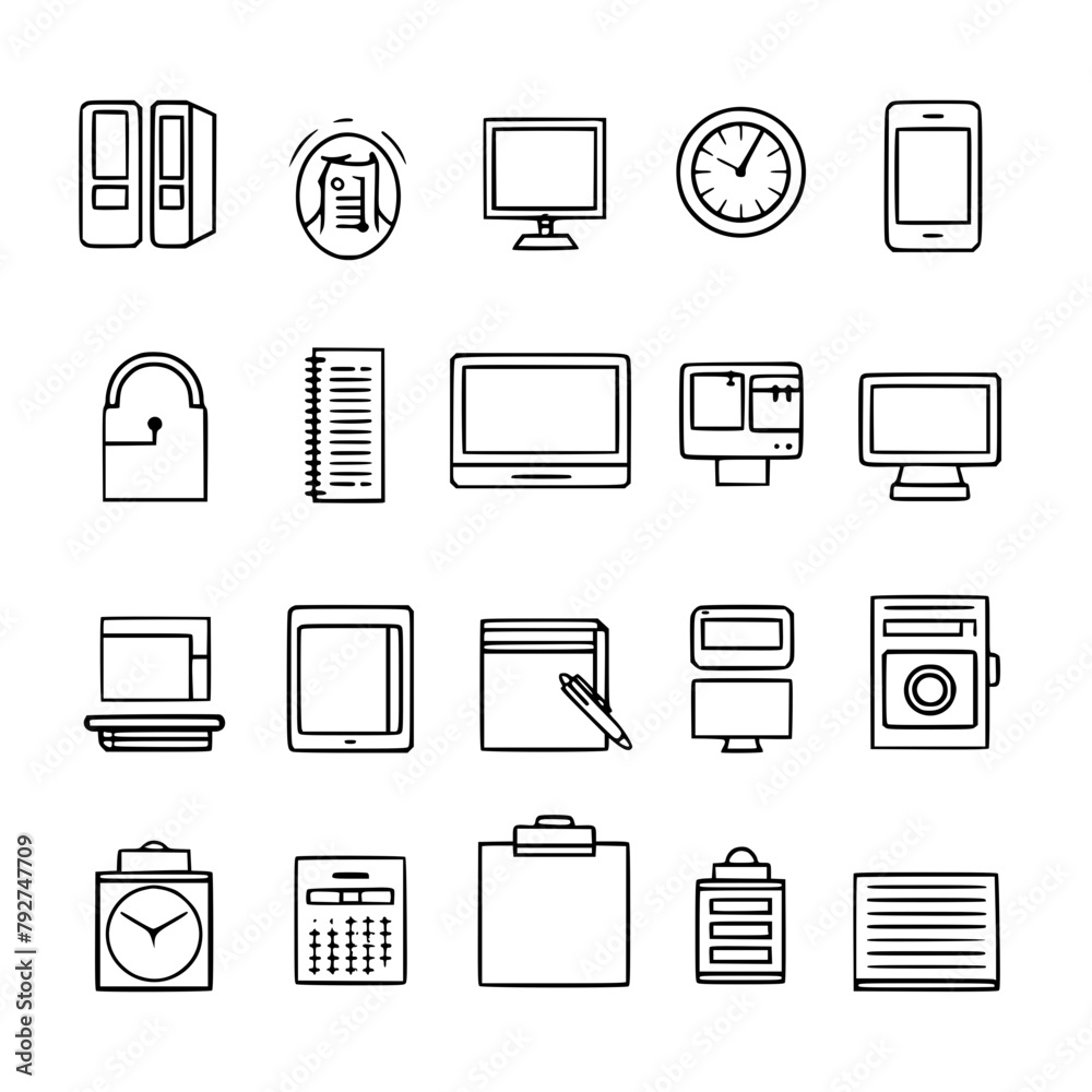 office icon, office icons, icon, vector, set, document, book, business ...