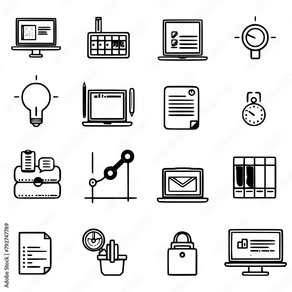 office icon, office icons, icon, vector, set, document, book, business ...