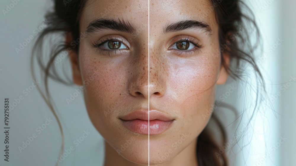 Dramatic transformation of a customer's skin before and after using a ...