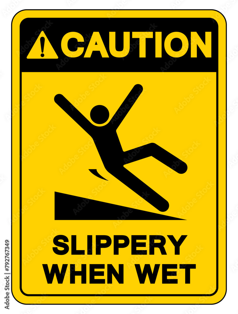 Caution Slippery When Wet Symbol Sign,Vector Illustration, Isolate On ...