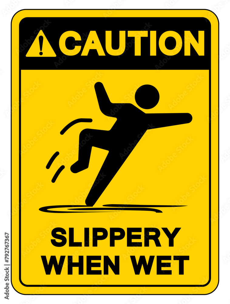 Caution Slippery When Wet Symbol Sign,Vector Illustration, Isolate On ...