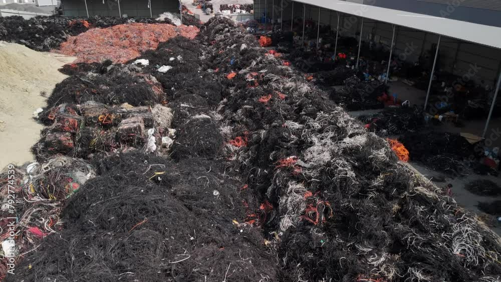 Global e-Waste Dumping, Huge Piles of Old Cables and Electronic e-Waste ...