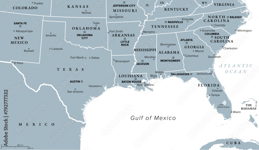 Gulf States of the United States, also called Gulf South or South Coast ...