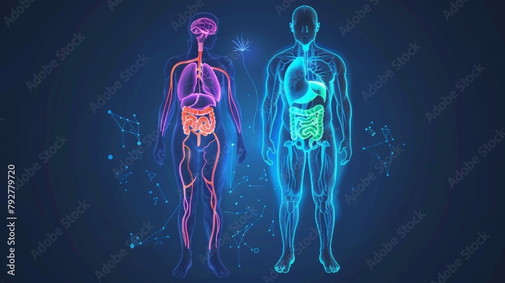 An illustration of a healthy body type for both a man and woman in ...