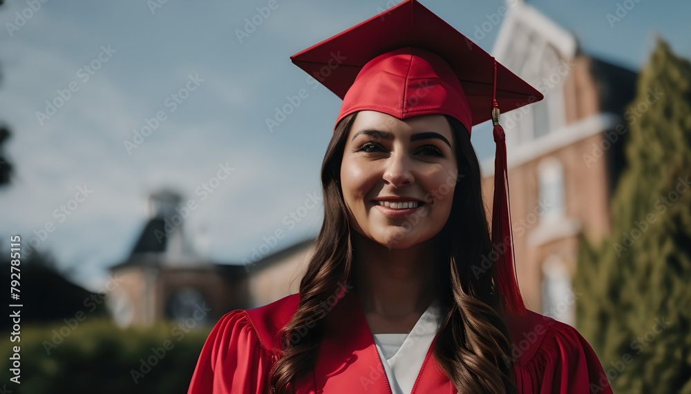 Female college graduate student during graduation ceremony commencement ...