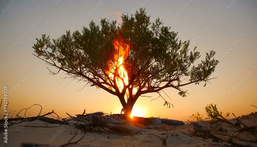 God called Moses from Burning within Bush. Exodus. Stock Photo | Adobe ...