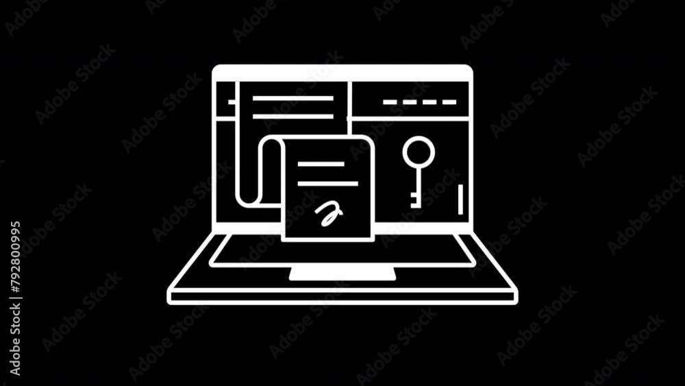 Electronic or digital signature on laptop graphic animation. Alpha ...