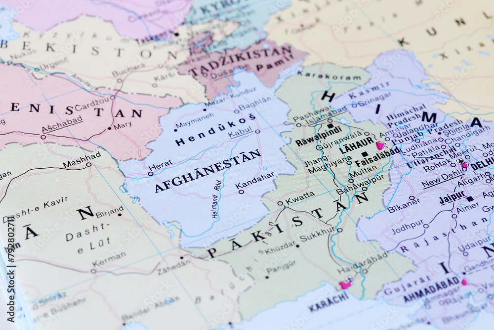 Afghanistan road map. Closeup macro view of Islamic Emirate of ...