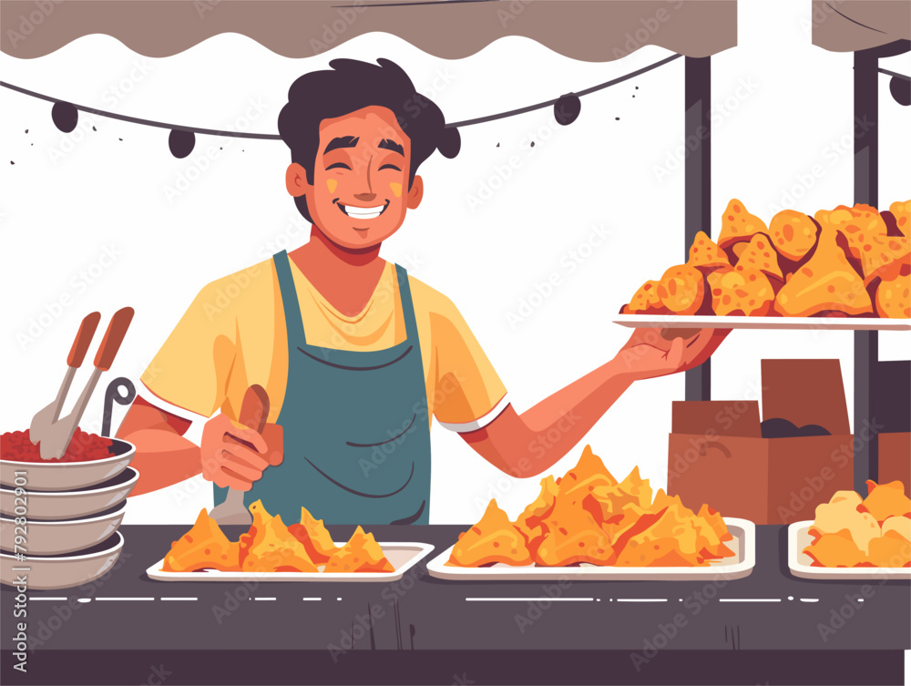 Animated Delicacies: Immerse in Street Food Delights Stock Vector ...