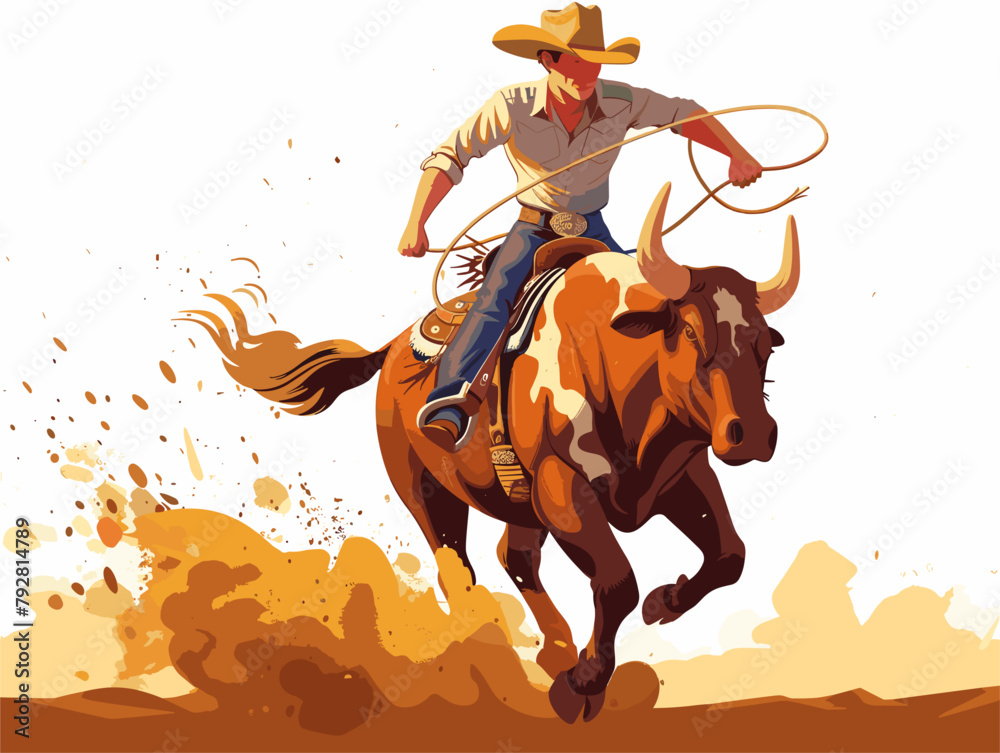Animated Rodeo Arena: Cowboys Showcase Their Skills in Bull Riding ...