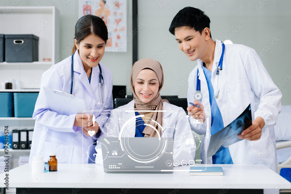 Medicine team doctor using digital tablet and smartphone diagnose ...