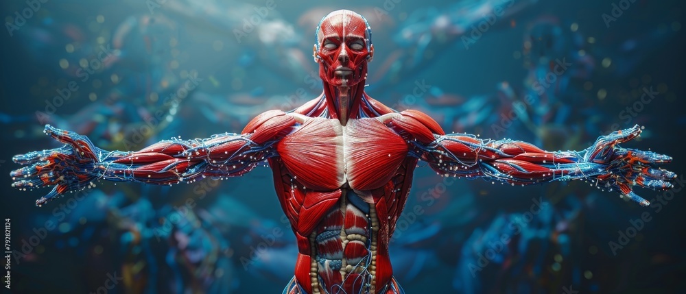 Muscle Anatomy of a Human Body. 3D Model Stock Illustration | Adobe Stock