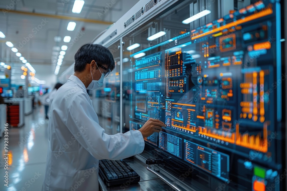 Engineers working on a next-generation AI system in a lab filled with ...