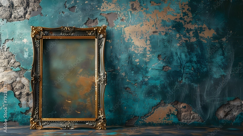 Vintage Gold Frame on Old Wall, Classic Decorative Art with Ornate ...