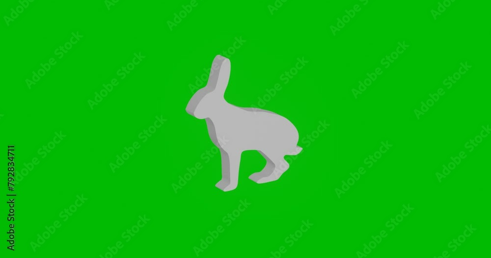 Animation of rotation of a white hare symbol with shadow. Simple and ...