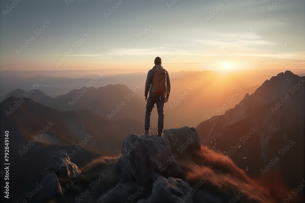 mountain, hiker, summit, difficult, achievement, challenge, outdoors ...
