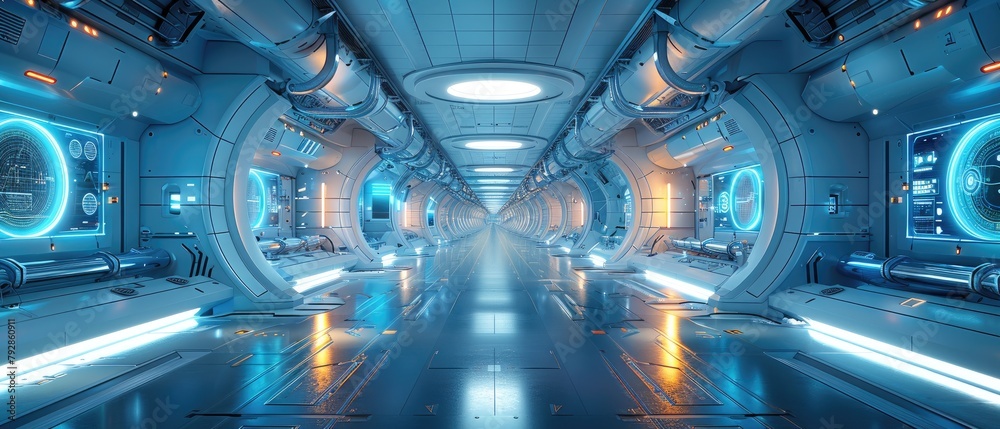 High-tech hospital with AI diagnostics centers, embedded in smart walls ...