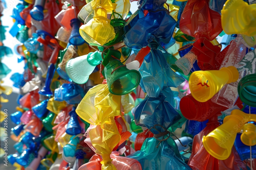 An artistic interpretation of plastic waste with a twist, highlighting ...