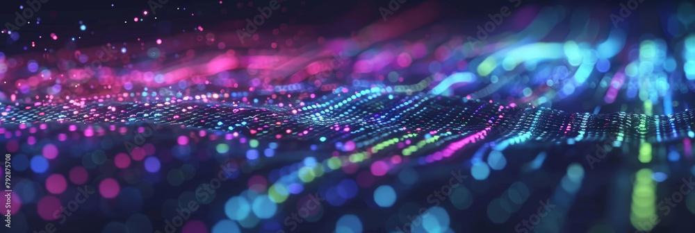 Blur Binary Data With Dots And Lines Depth Of Field Effect Applied Concept For Big Data Deep