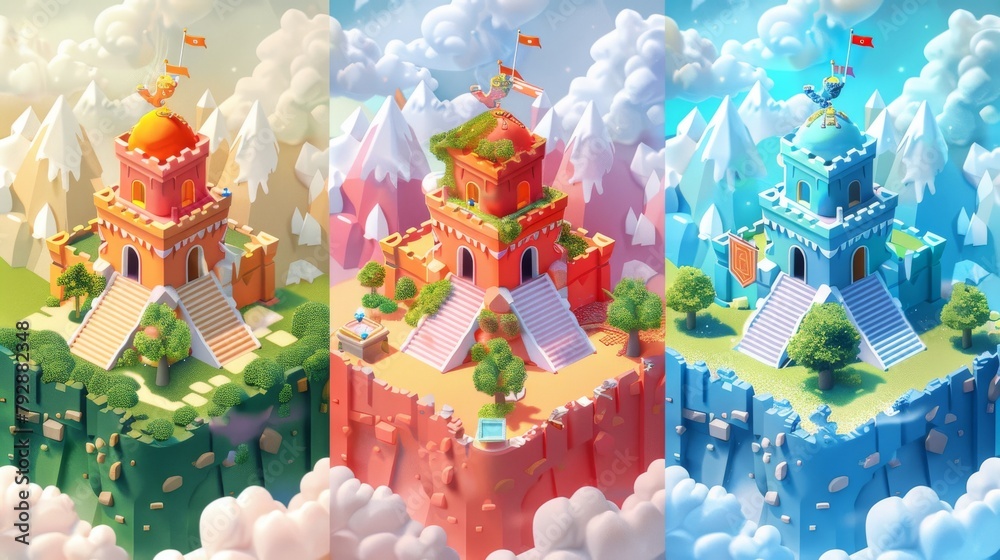 An infographic showing three stages of a business process in three ...