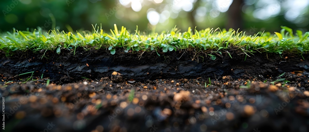 Layers of Soil and Roots Revealed in Cross-section of Green Grass Turf ...