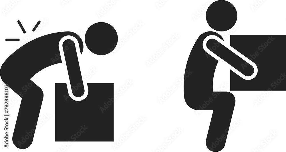 Bundle set of pictogram right and wrong way to lift heavy box, for ...