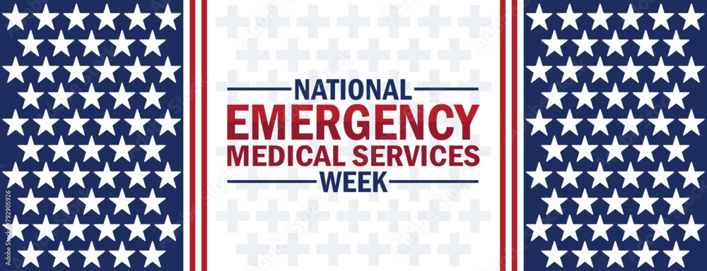 National Emergency medical Services Week wallpaper with shapes and typography, banner, card ...