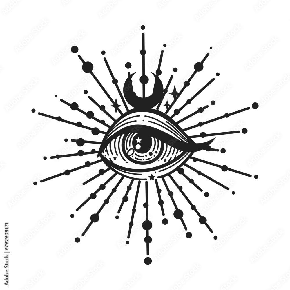 Evil eye. Eye of Providence. Lineart Vector illustration. Magic ...