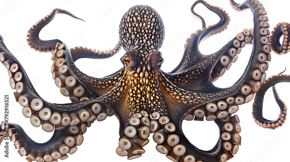 graphic image of an octopus, limited color palette, white background ...