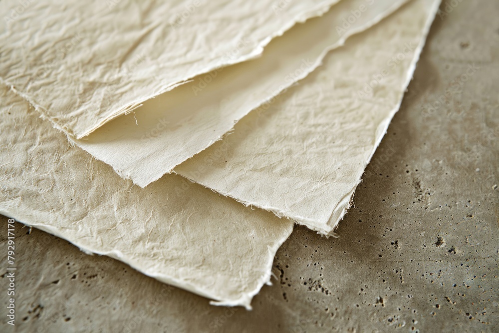 Pile of paper with torn and crumpled sheets. Disorganized and weathered ...